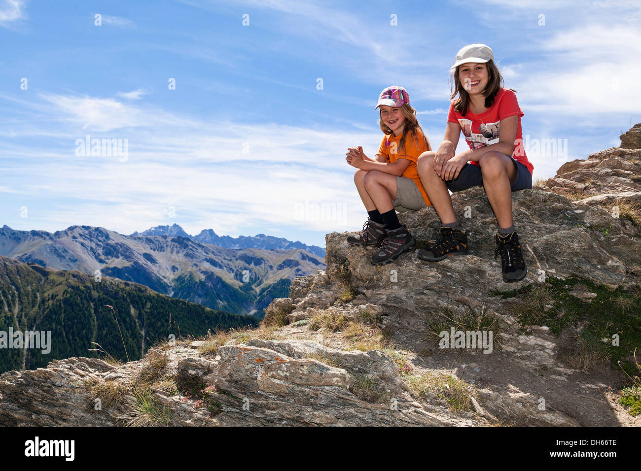 Girls on a mountain tour, Pas du Chai, Queyras valley, Alps, Pas du ...
