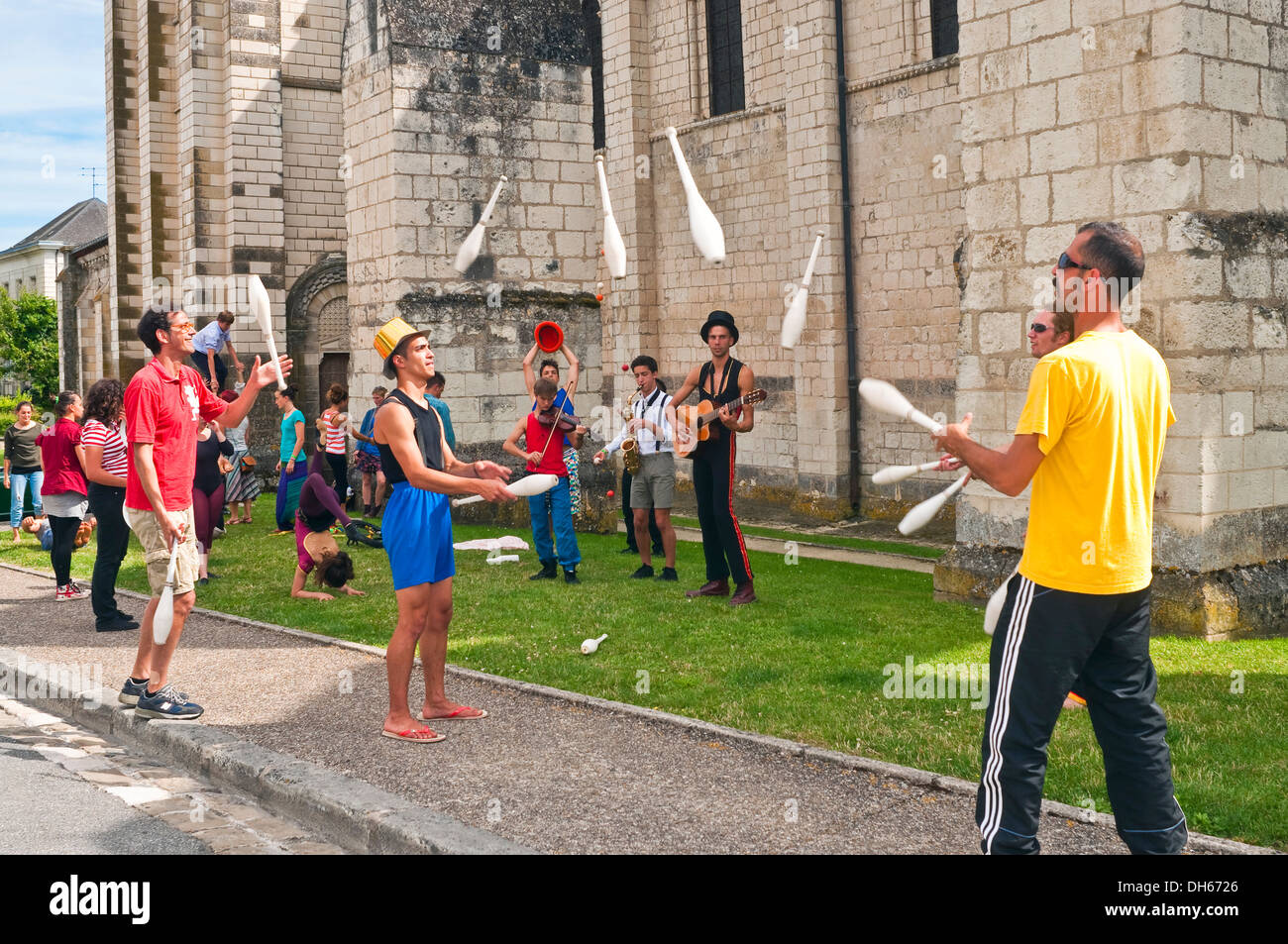 Street performers from travelling circus - France Stock Photo - Alamy