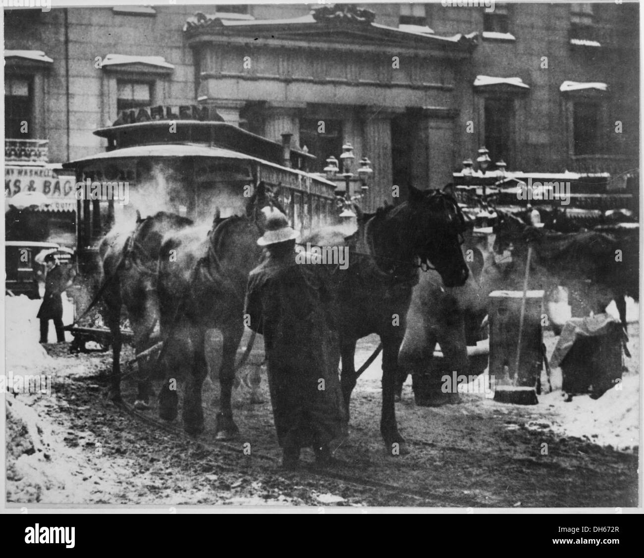 A historical image of a terminal building, dating from 1892, reflecting ...