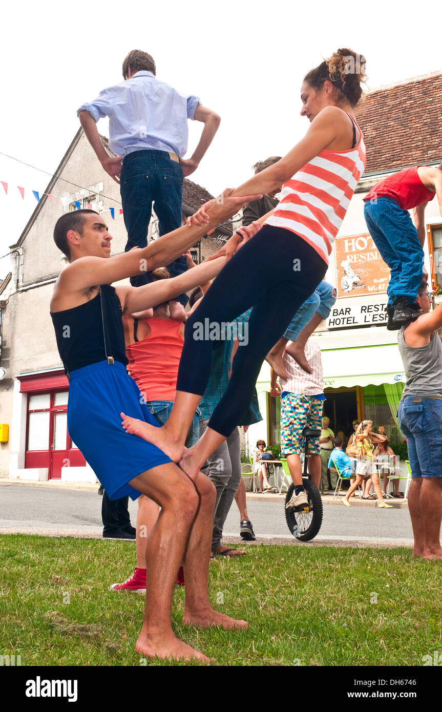 Street performers from travelling circus - France Stock Photo - Alamy