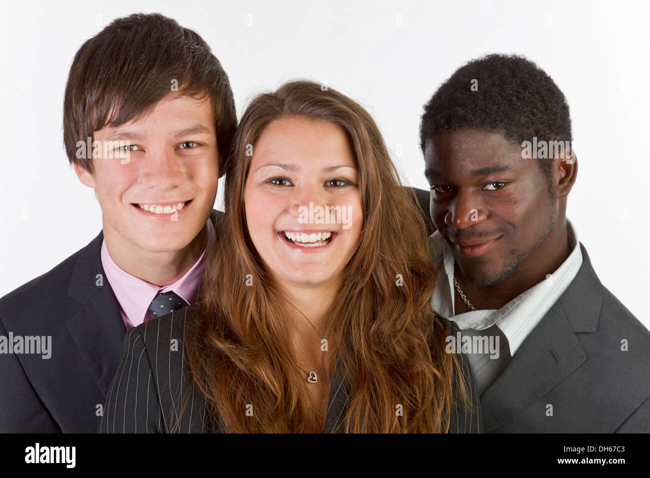 Three young people with different skin colors Stock Photo - Alamy