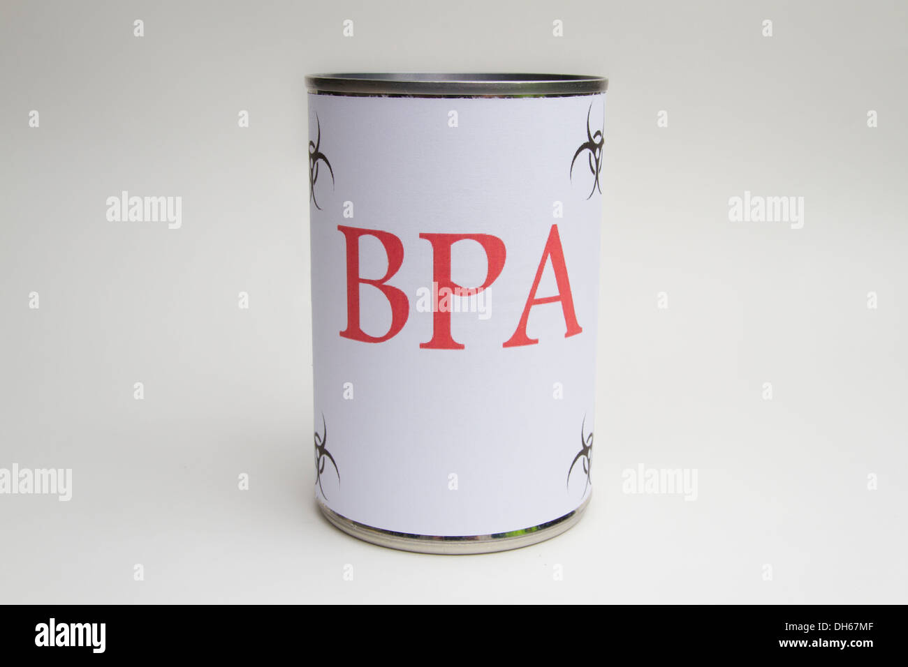 A can of food with a label stating it contains BPA also known as ...