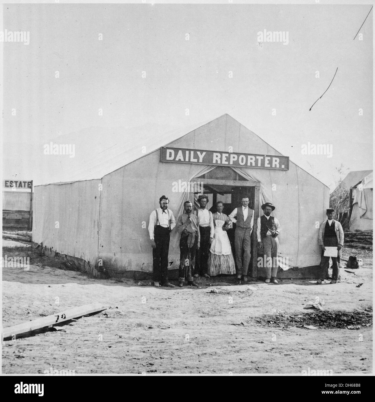 This photograph features the staff of the Daily Reporter in Corinne ...