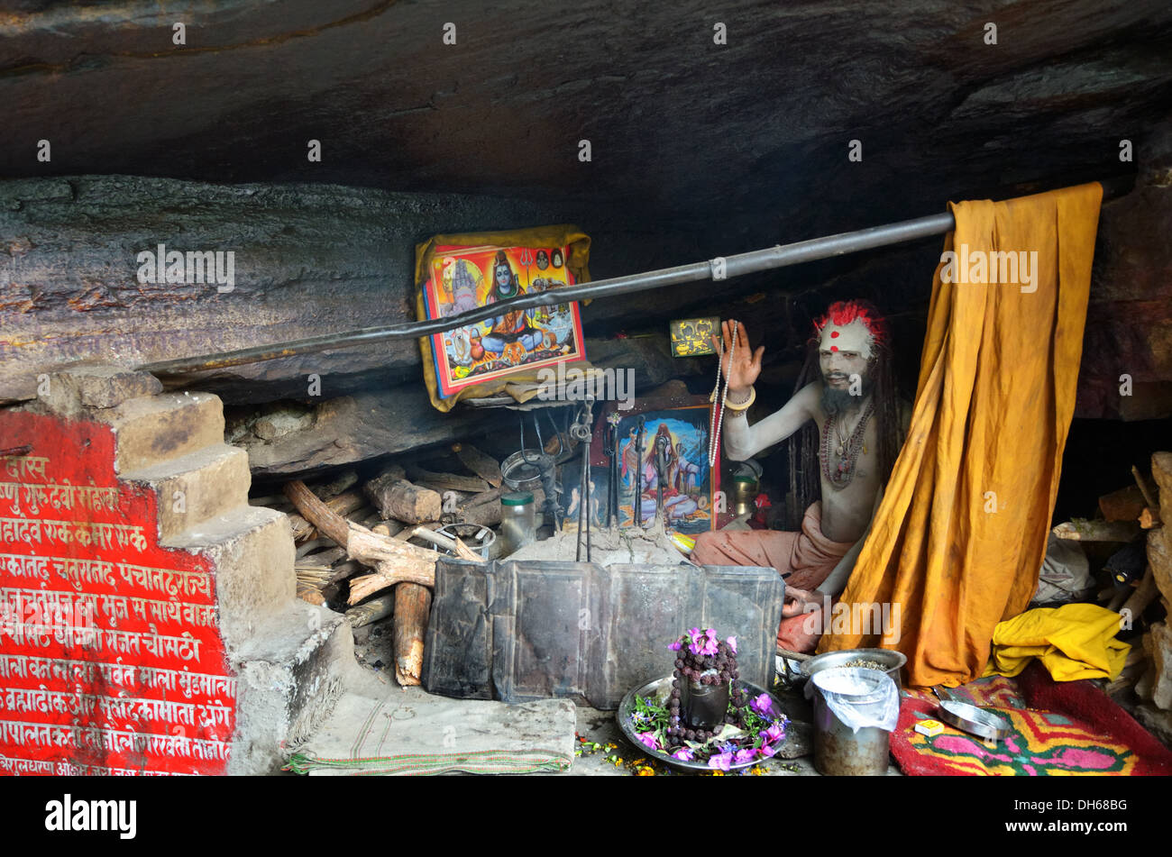 Sadhu lives in a cave near Mana village, India Stock Photo - Alamy