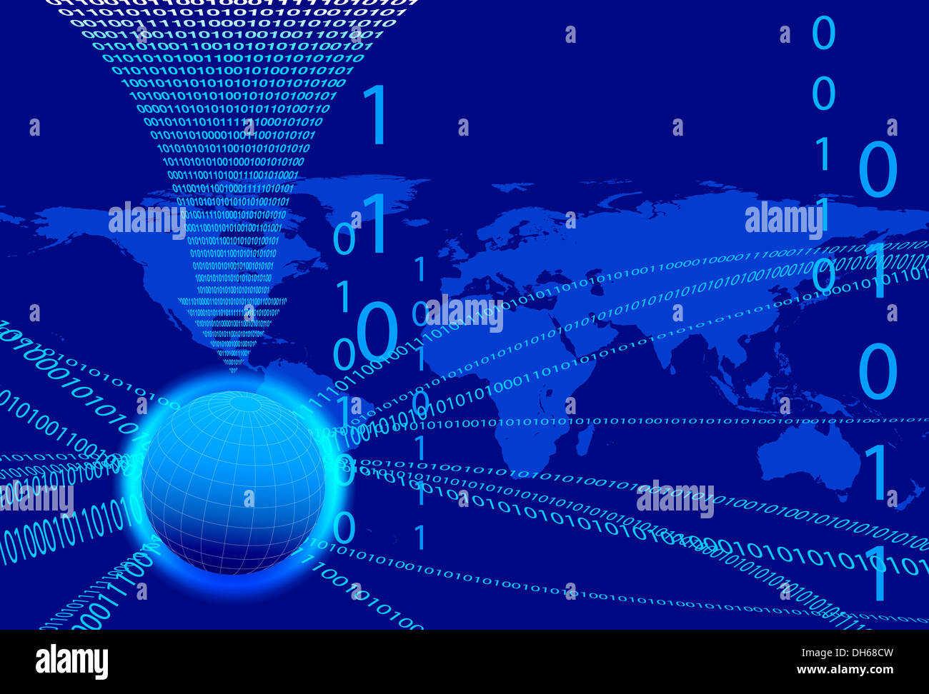 Global Communication Concept - Technology stream and globe with data ...