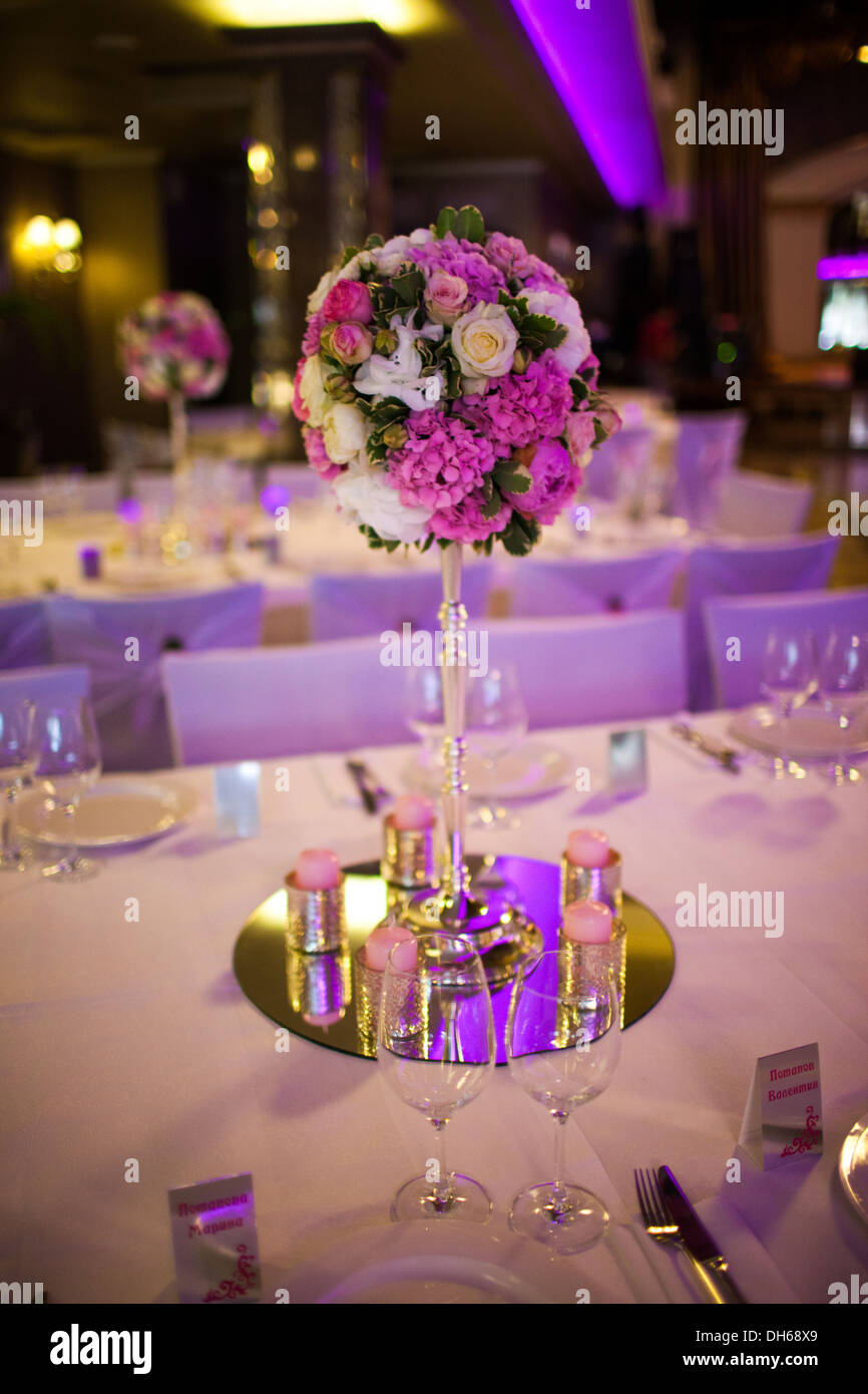 Celebratory tables in the banquet hall Stock Photo - Alamy