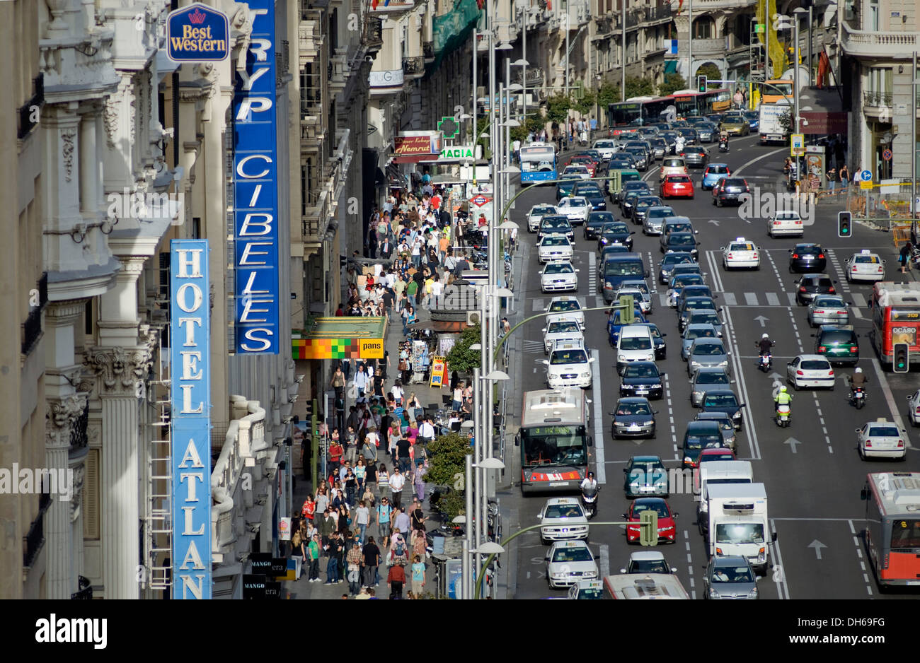 Traffic on the Gran Via street, Madrid, Spain, Europe Stock Photo - Alamy