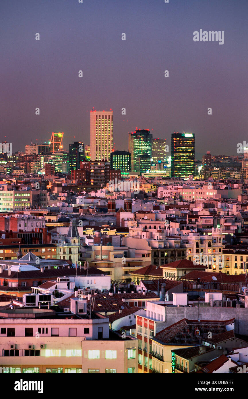 Cityscape with banking and business district Azca and Torre de Picasso ...