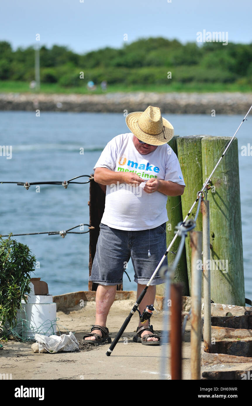 Fisherman fishing at the Cape Cod Canal, Sandwich, MA Stock Photo - Alamy