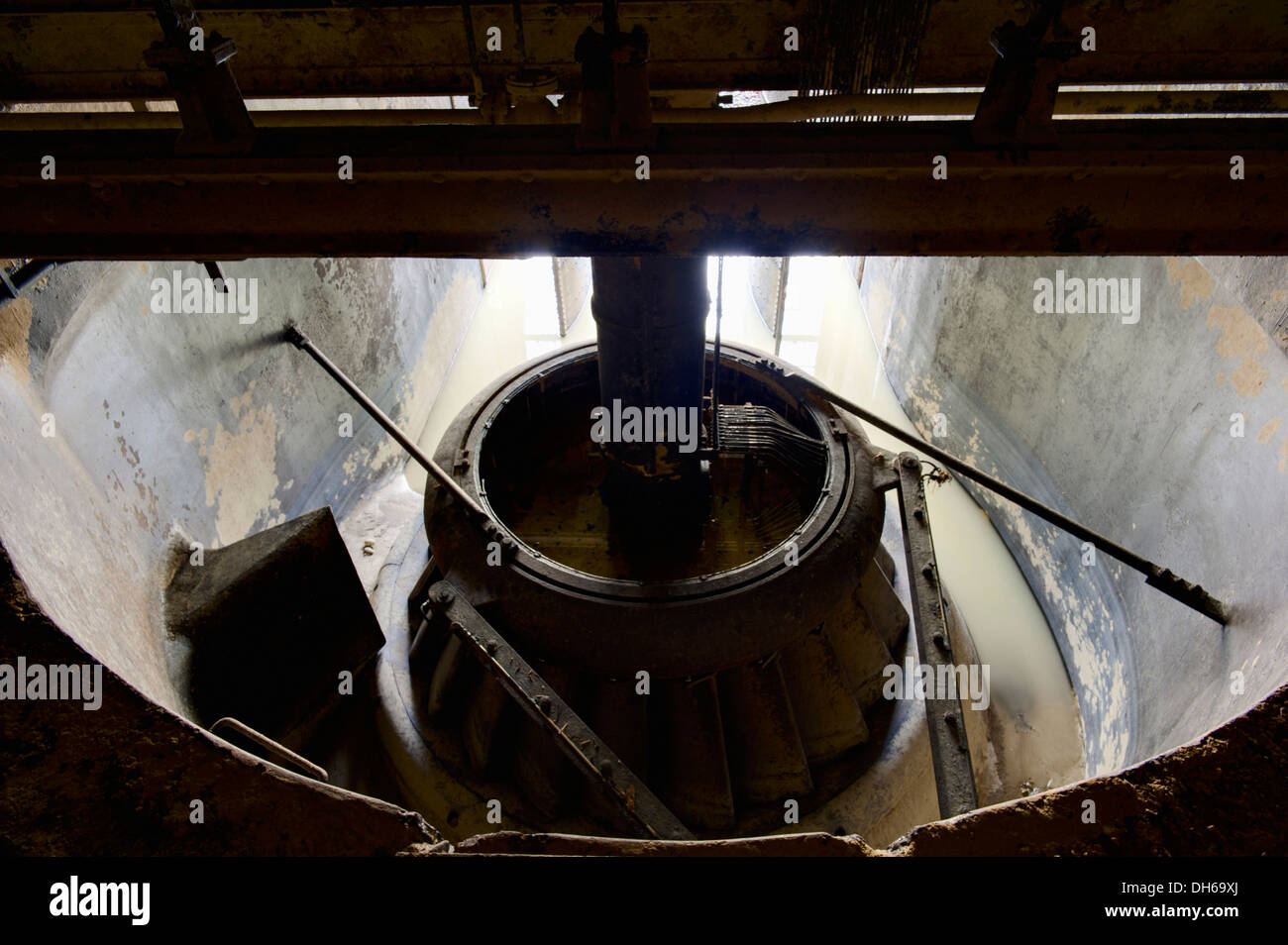 View into the turbine chamber, Francis turbine, turbine house, old ...