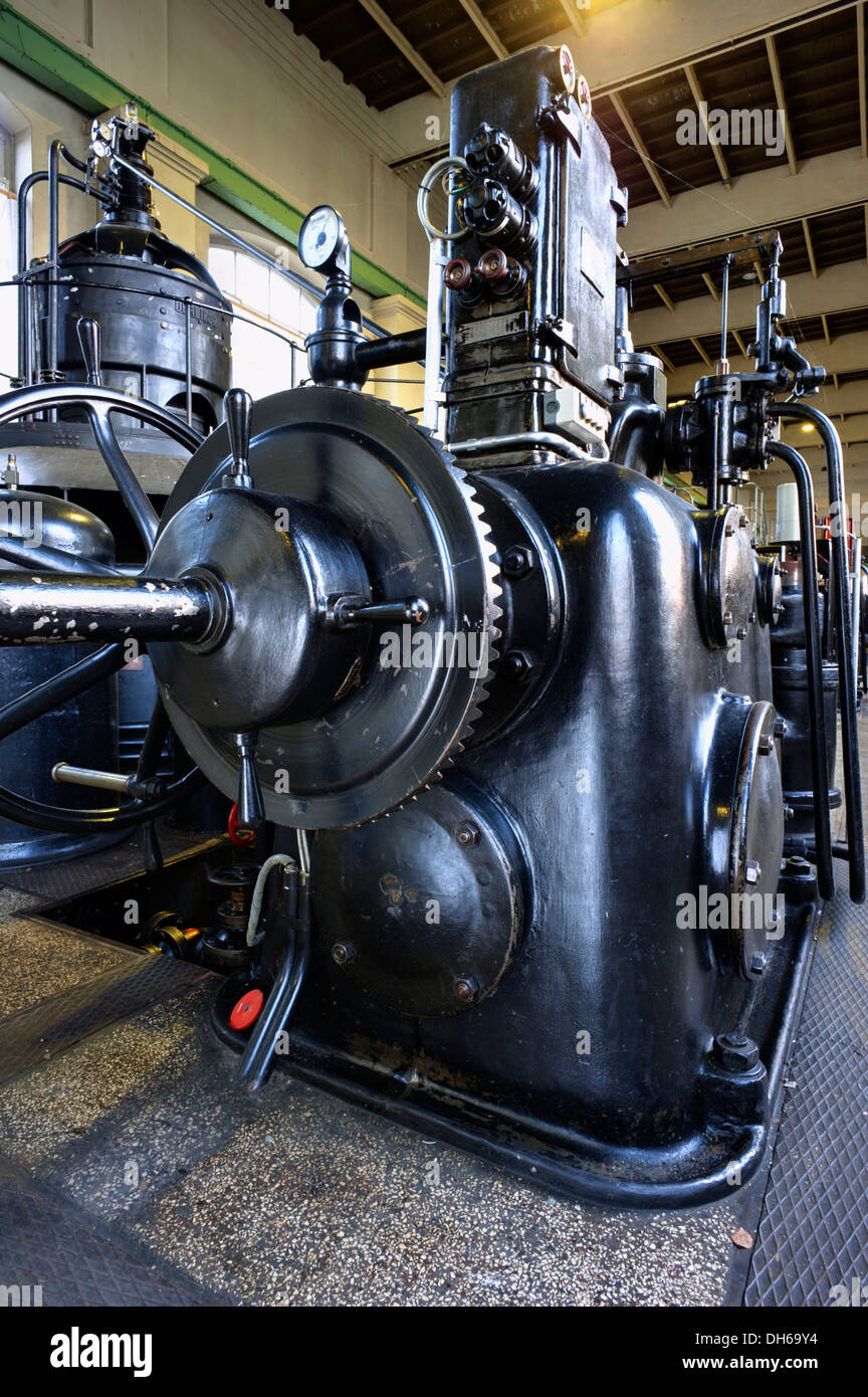 Detailed view of a control unit, turbine house, old hydropower plant in ...