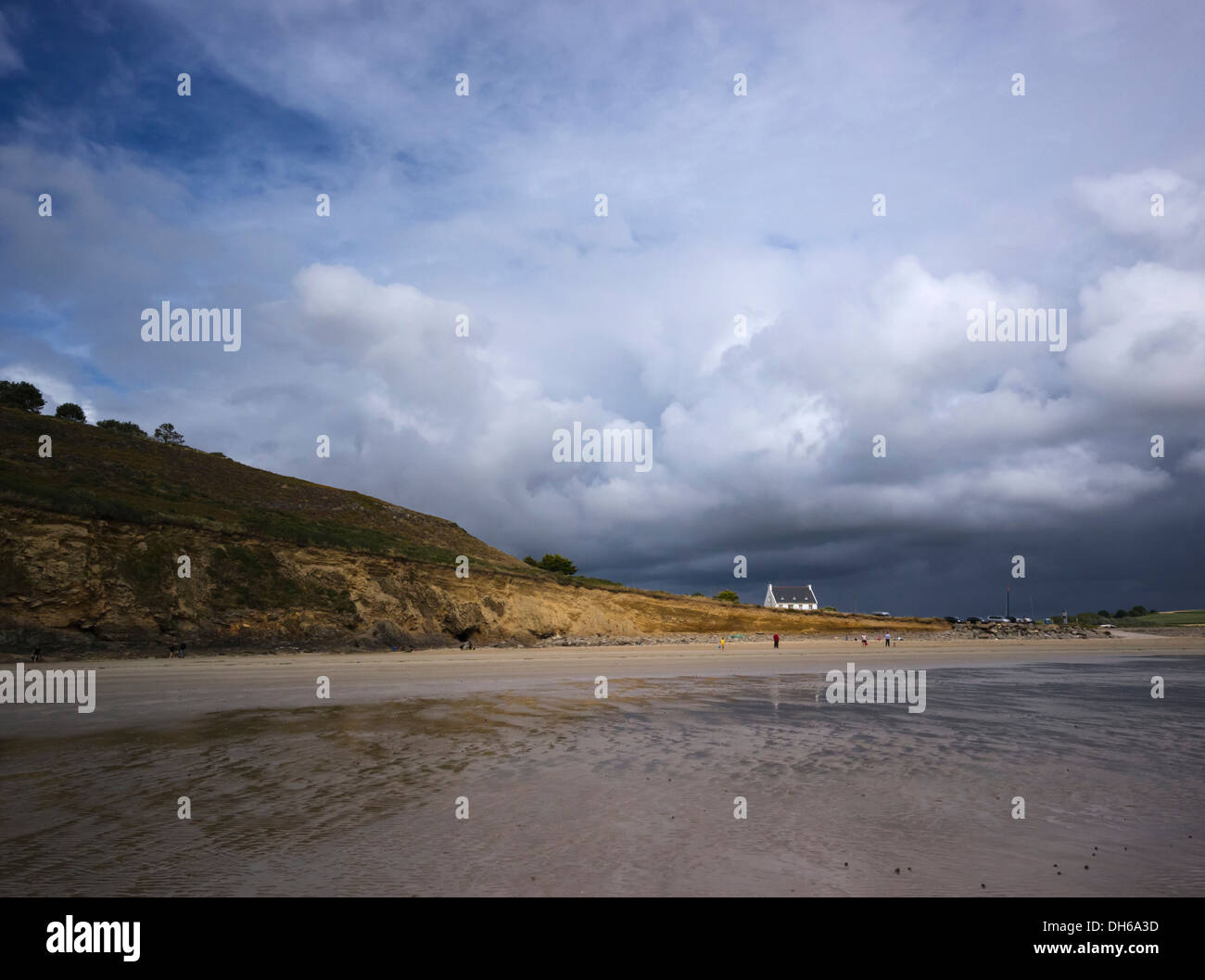 Atlantic beach in the Bay of Douarnenez, Finistere, Brittany, France ...