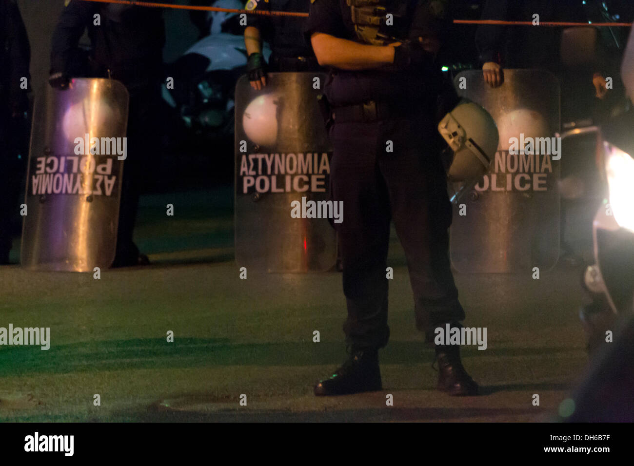 Athens, Greece, November 1st 2013. Police forces secure the crime scene ...