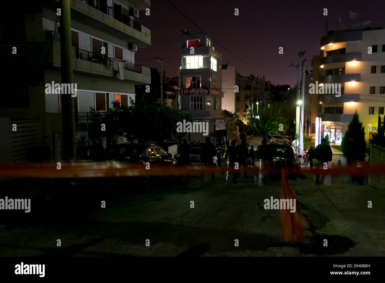 Athens, Greece, November 1st 2013. Police forces secure the crime scene ...