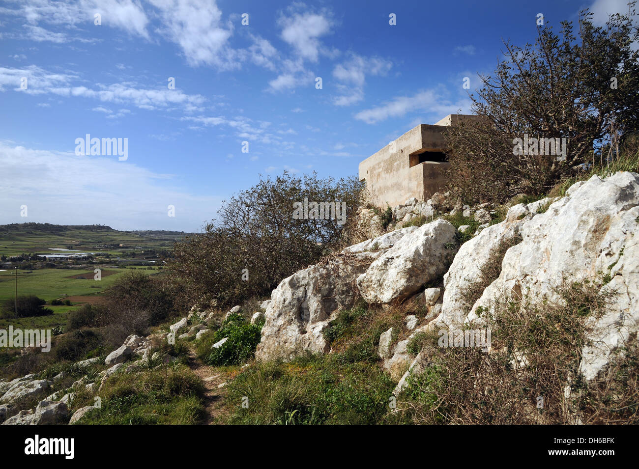 Malta, jewel of the Mediterranean. A WW11 defensive bunker Stock Photo ...