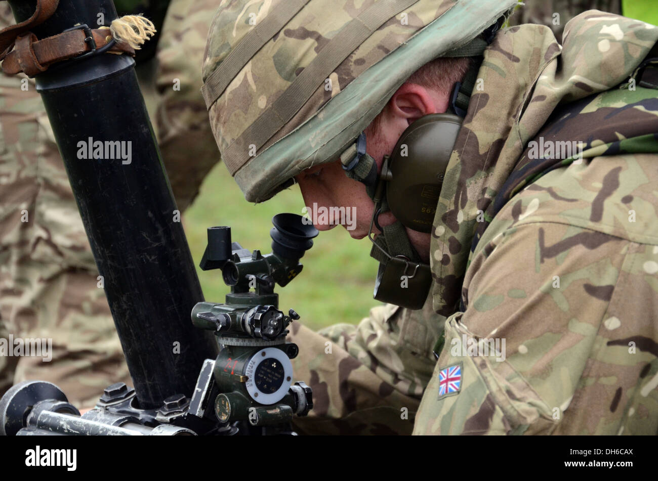 Welsh Guards mortar platoon live firing on Salisbury plain using the ...