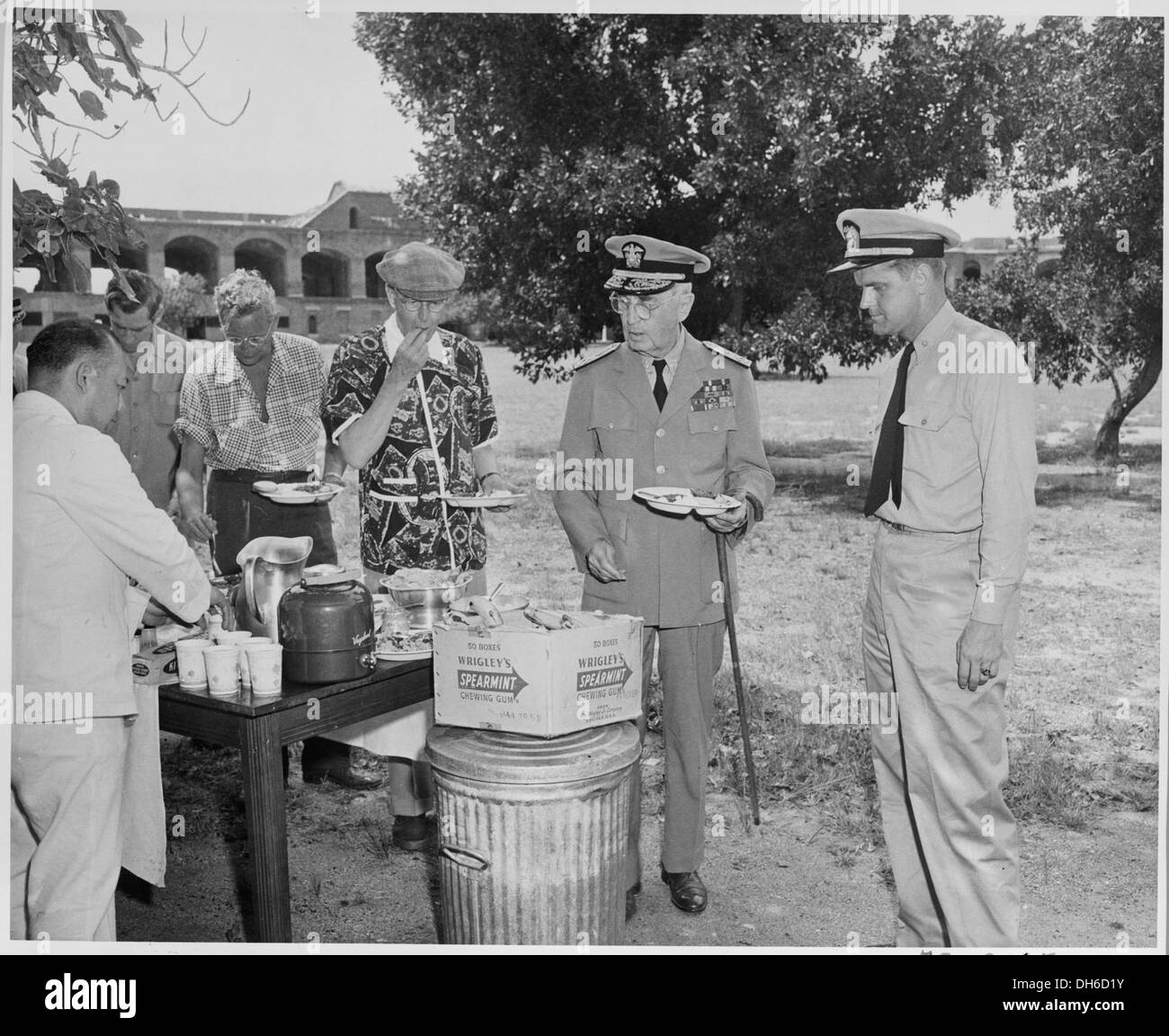 This photograph shows Fleet Admiral William Leahy, White House aide ...
