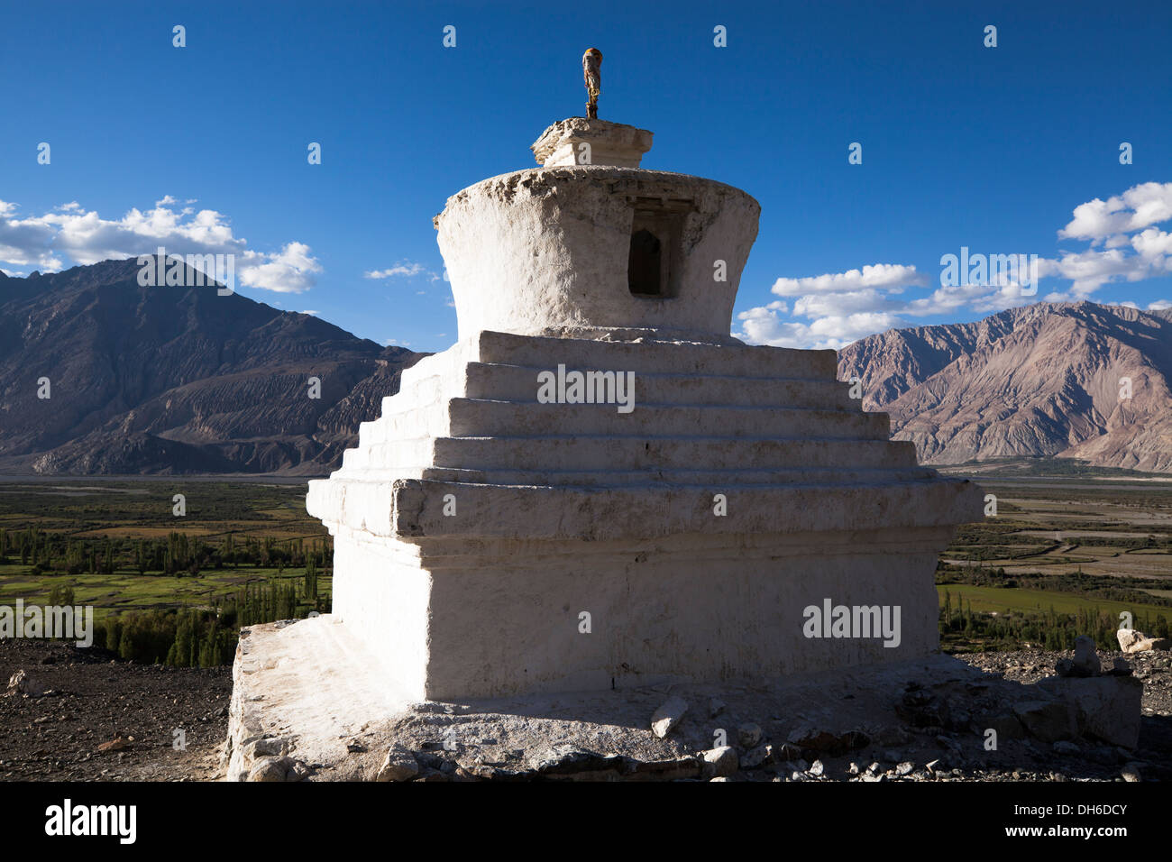 Buddhist Stupas overlooking Nubra Valley, Diskit monastery, Ladakh ...