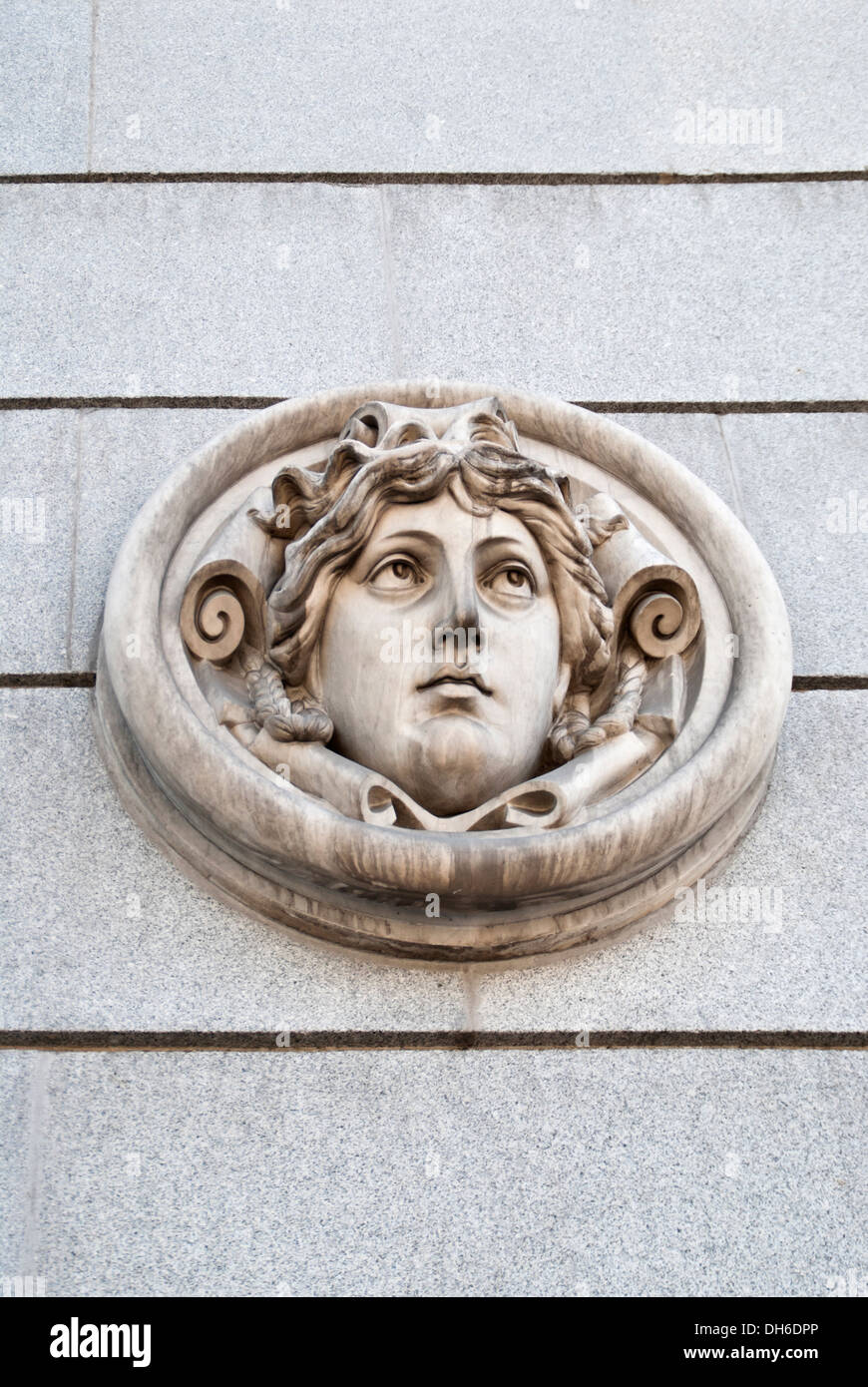 Sculpted Face, Detail of the facade of the building of the Bank of ...