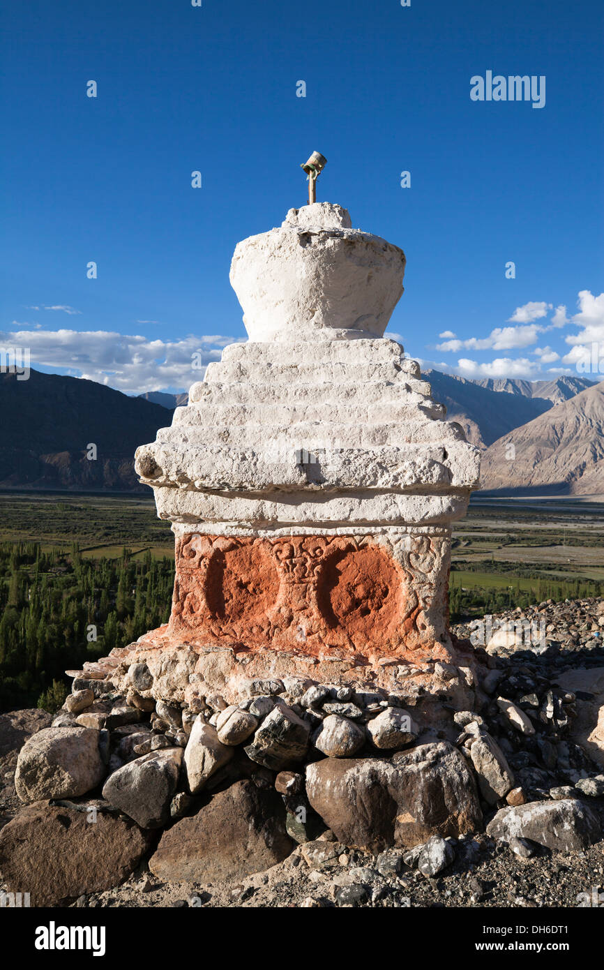 Buddhist Stupas overlooking Nubra Valley, Diskit monastery, Ladakh ...