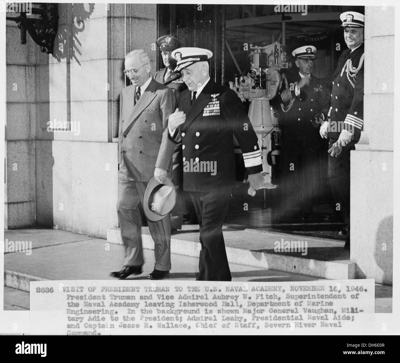 This photograph shows President Harry S. Truman and Vice Admiral Aubrey ...