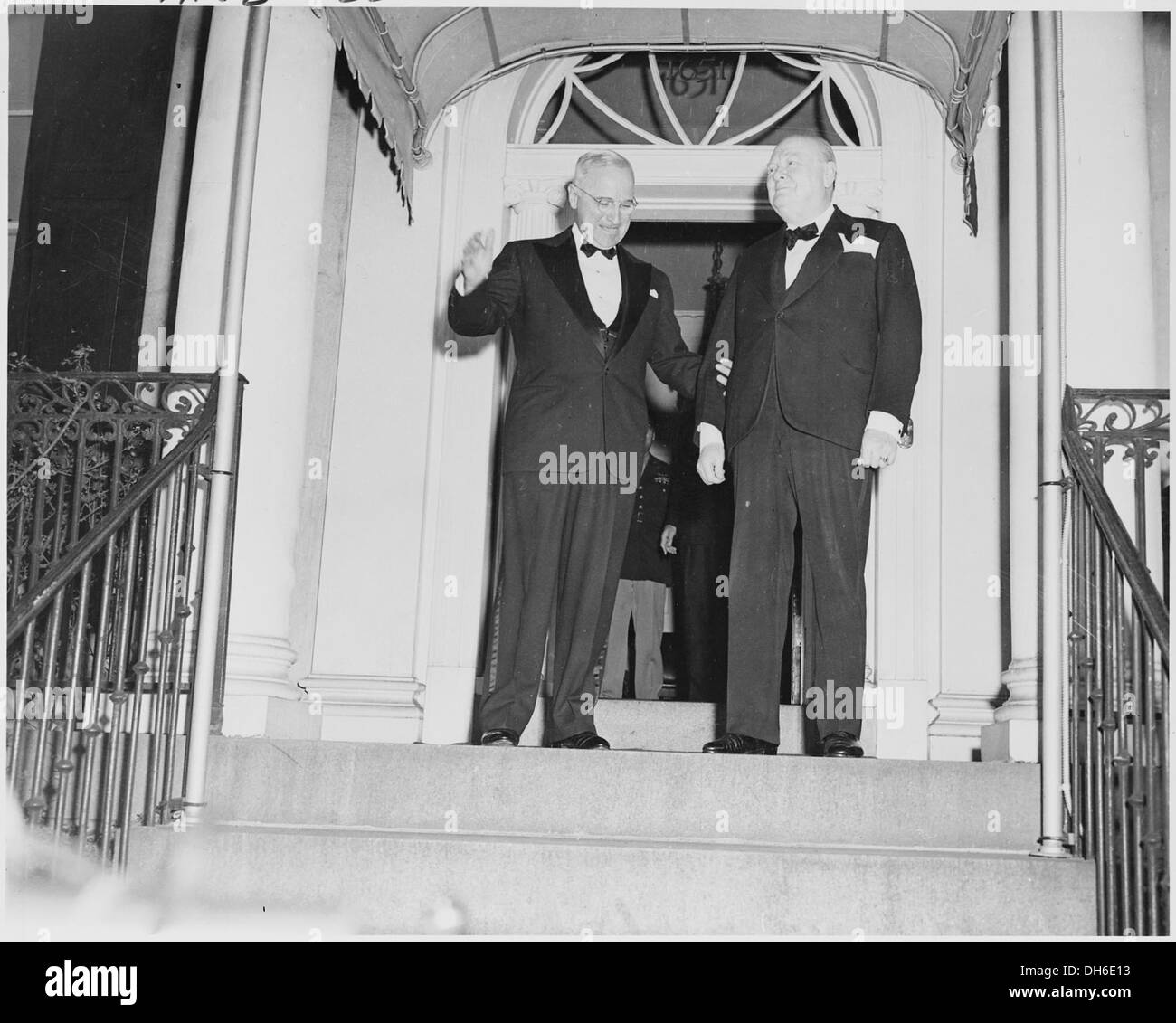 A photograph of President Harry S. Truman and Winston Churchill outside ...
