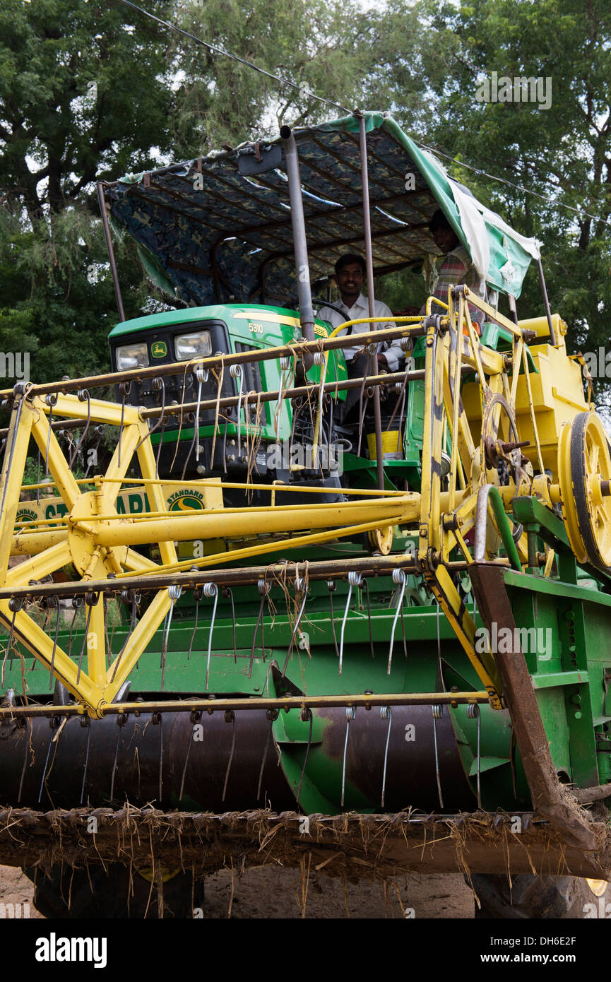 Indian Combine harvester in a rural village. Andhra Pradesh, India ...