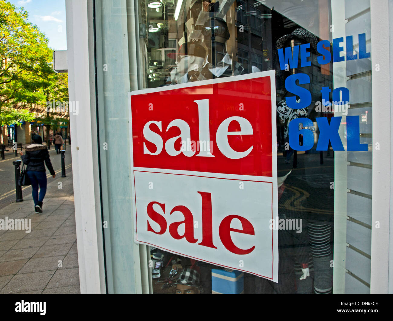 Sale sign in shop window, Woolwich, London, England, United Kingdom ...
