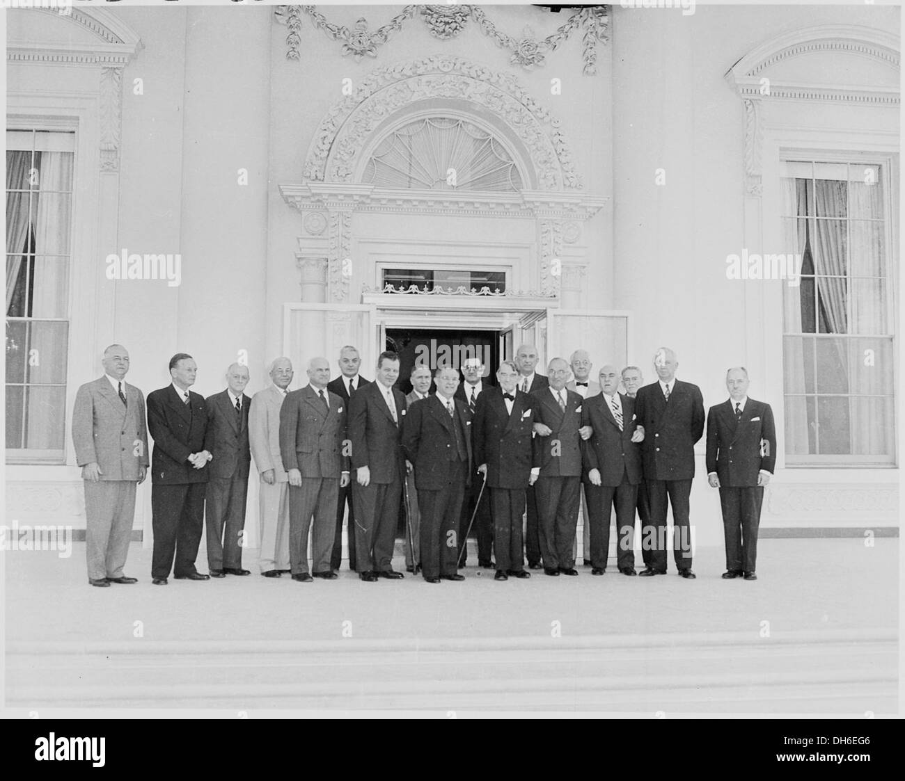 President Harry S. Truman is photographed outside the newly renovated ...