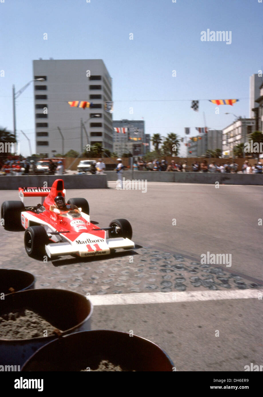 James Hunt in a McLaren-Cosworth M23 in the US GP at Long Beach, USA 28 ...