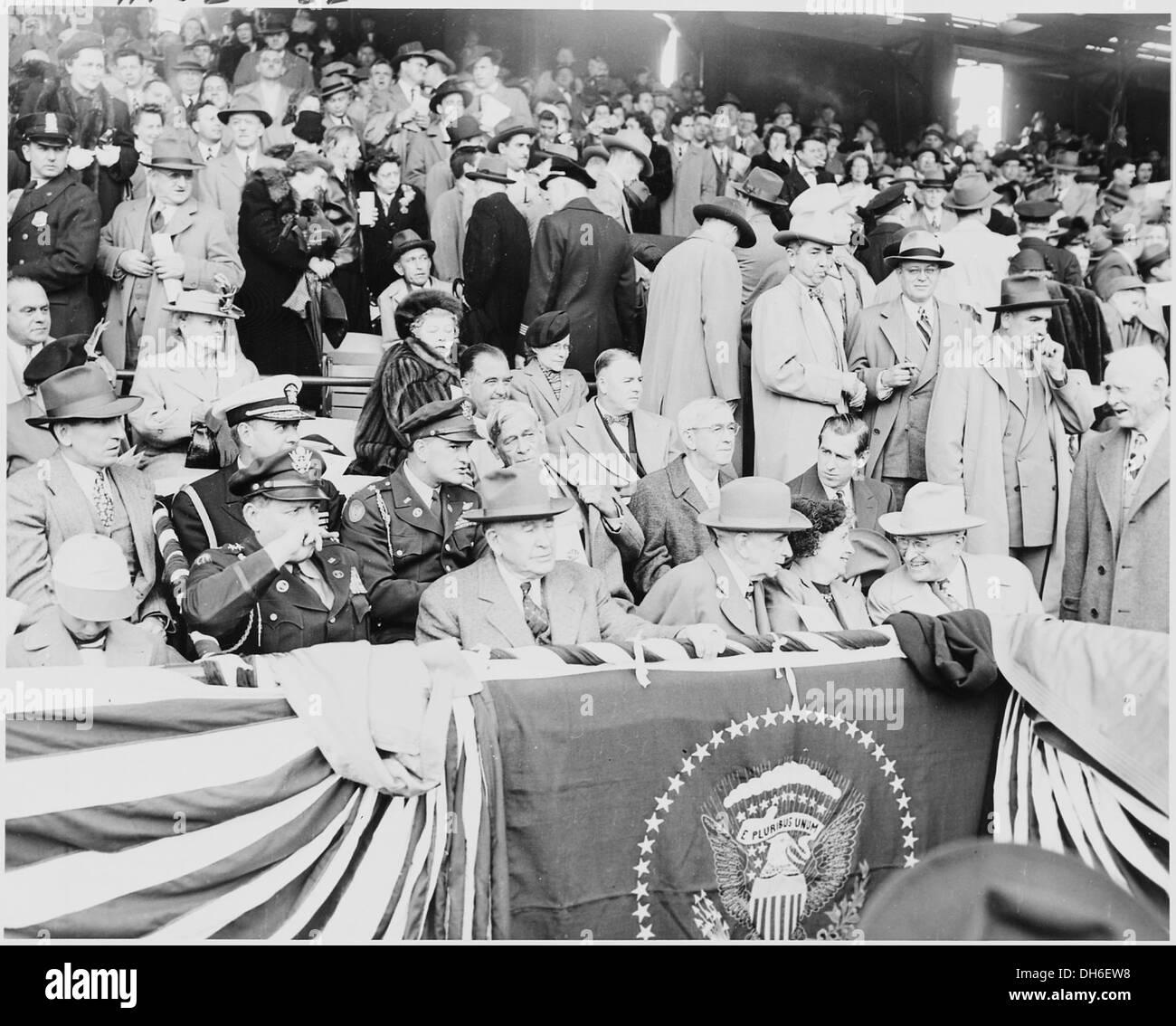 President Harry S. Truman and his wife, Mrs. Truman, are pictured with ...