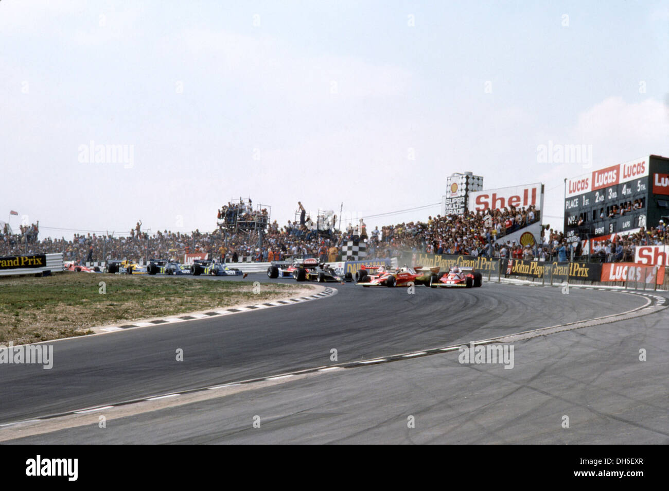 James Hunt crashing in a McLaren in the British GP at Brands Hatch ...