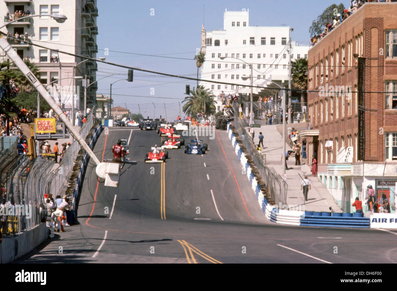 Formula 1 cars racing in the US GP, West, Long Beach USA 1976 Stock ...