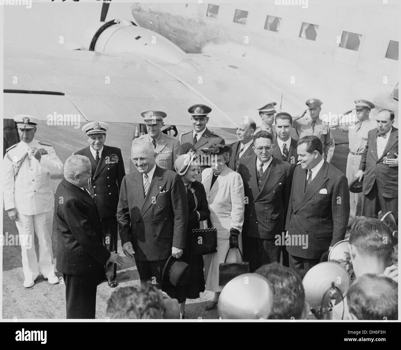 This photograph captures U.S. President Harry S. Truman and First Lady ...