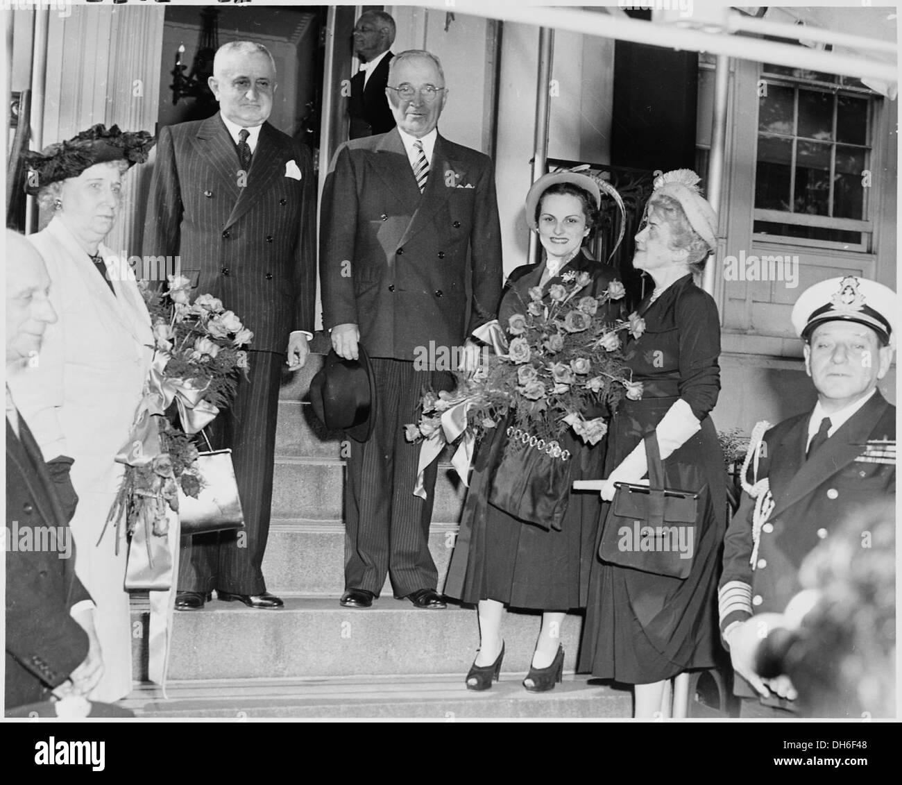 A historical photograph of President Harry S. Truman and Mrs. Truman ...