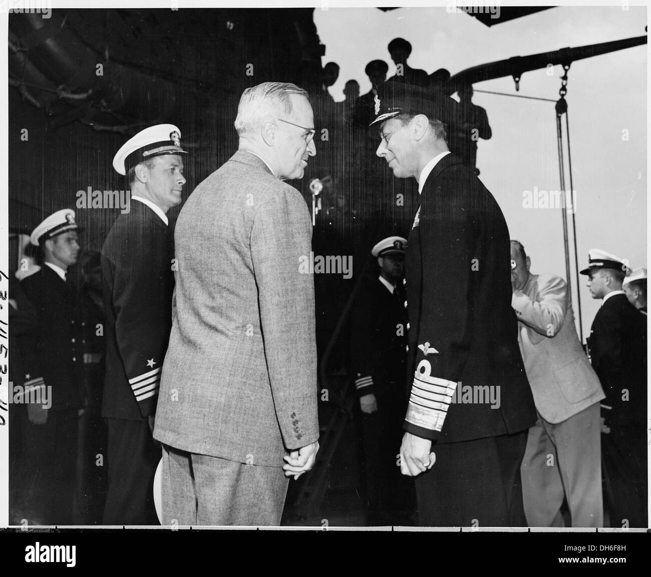 President Harry S. Truman and King George VI aboard the U.S.S. Augusta ...