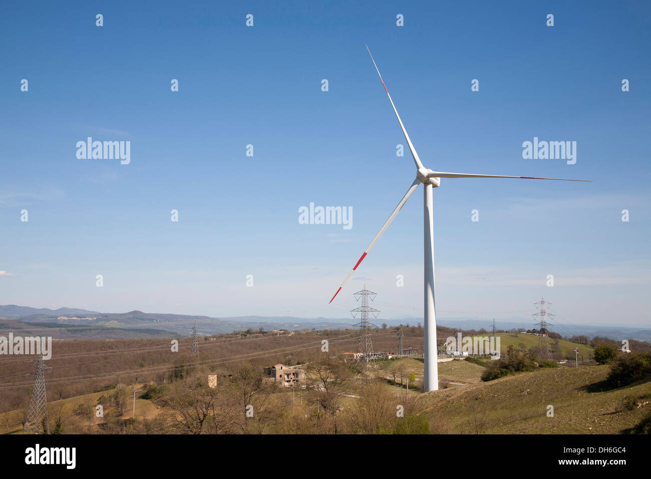 wind turbines, montepo castle, scansano, grosseto province, maremma ...