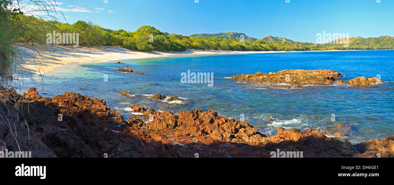 Panorama of quiet, beautiful Playa Conchal and the azure waters of the ...