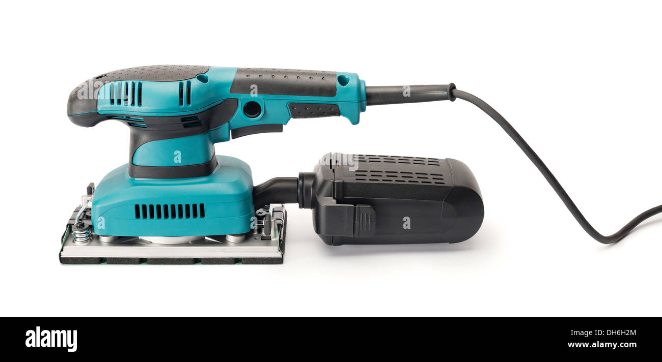 Electrical sander on white background Stock Photo - Alamy