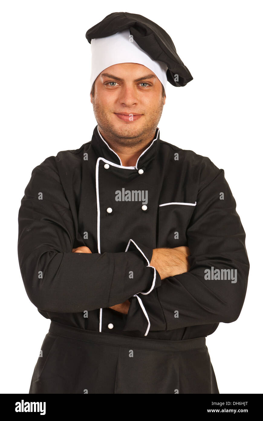Happy chef man with arms folded isolated on white background Stock ...