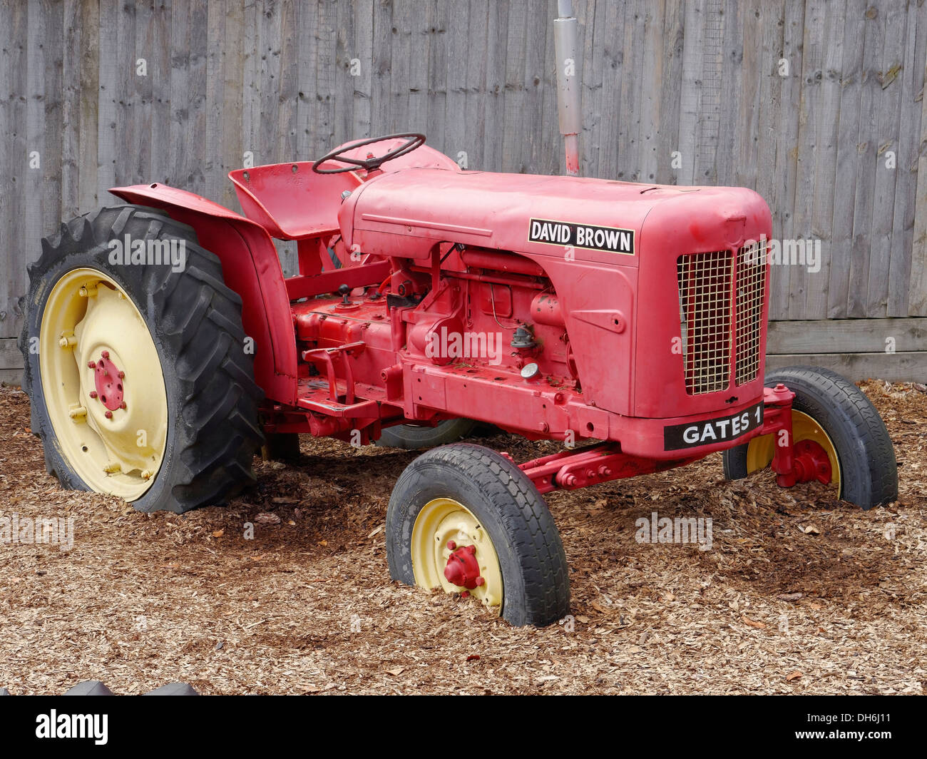Old Red Vintage David Brown tractor in children's play area, Gates ...
