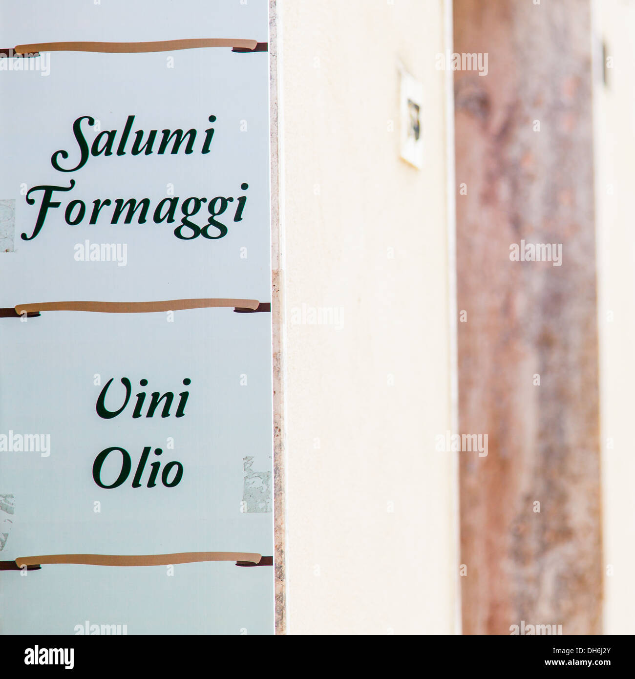 Tuscany region, Italy. A signboard with a list of Italian tipical foods ...