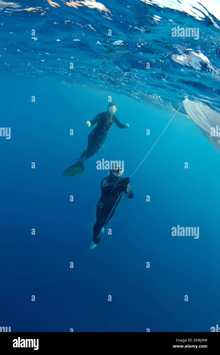 Traditional diving with petra (stone) for sponges, Aegean Sea, island ...