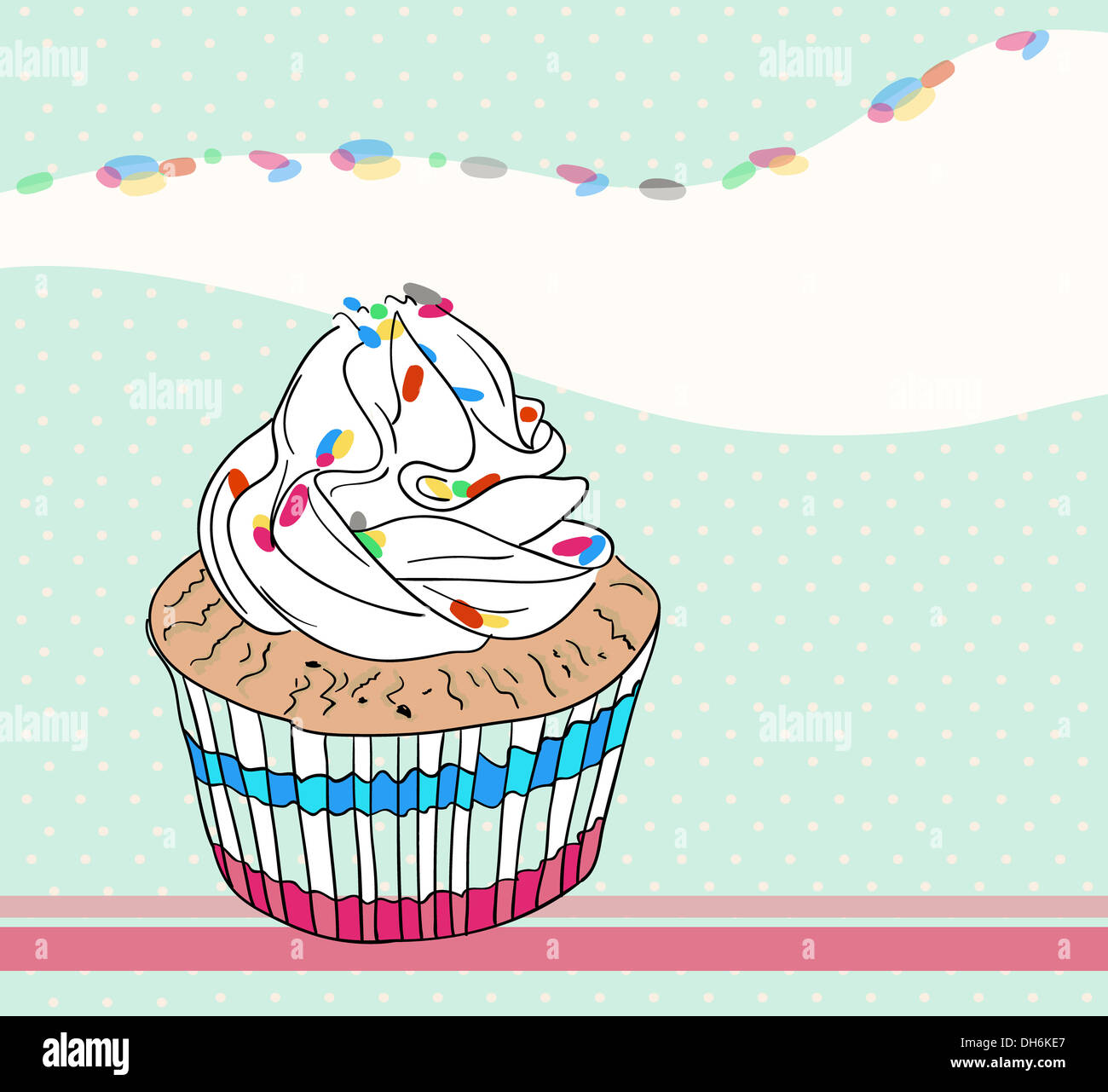 Cute birthday card with cupcake Stock Photo - Alamy