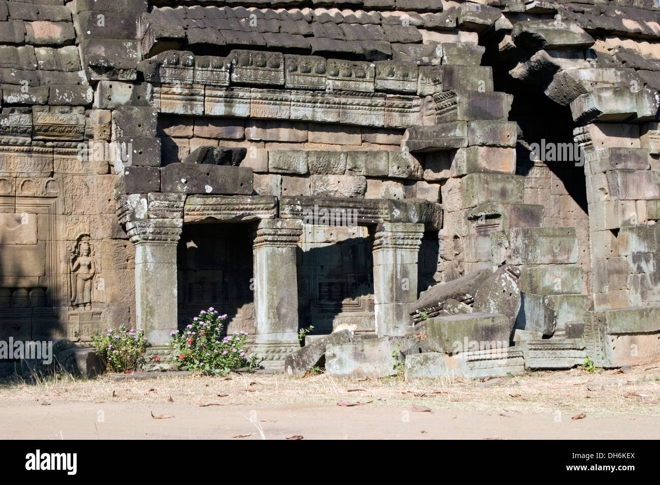 The sandstone construction of an ancient Buddhist temple is on display ...