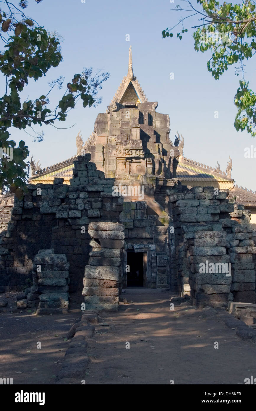 The sandstone construction of an ancient Buddhist temple is on display ...