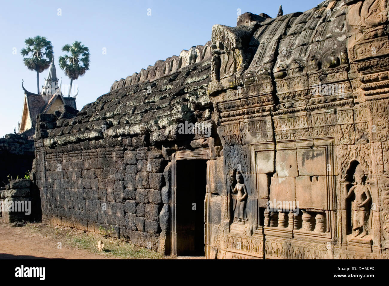 The sandstone construction of an ancient Buddhist temple is on display ...