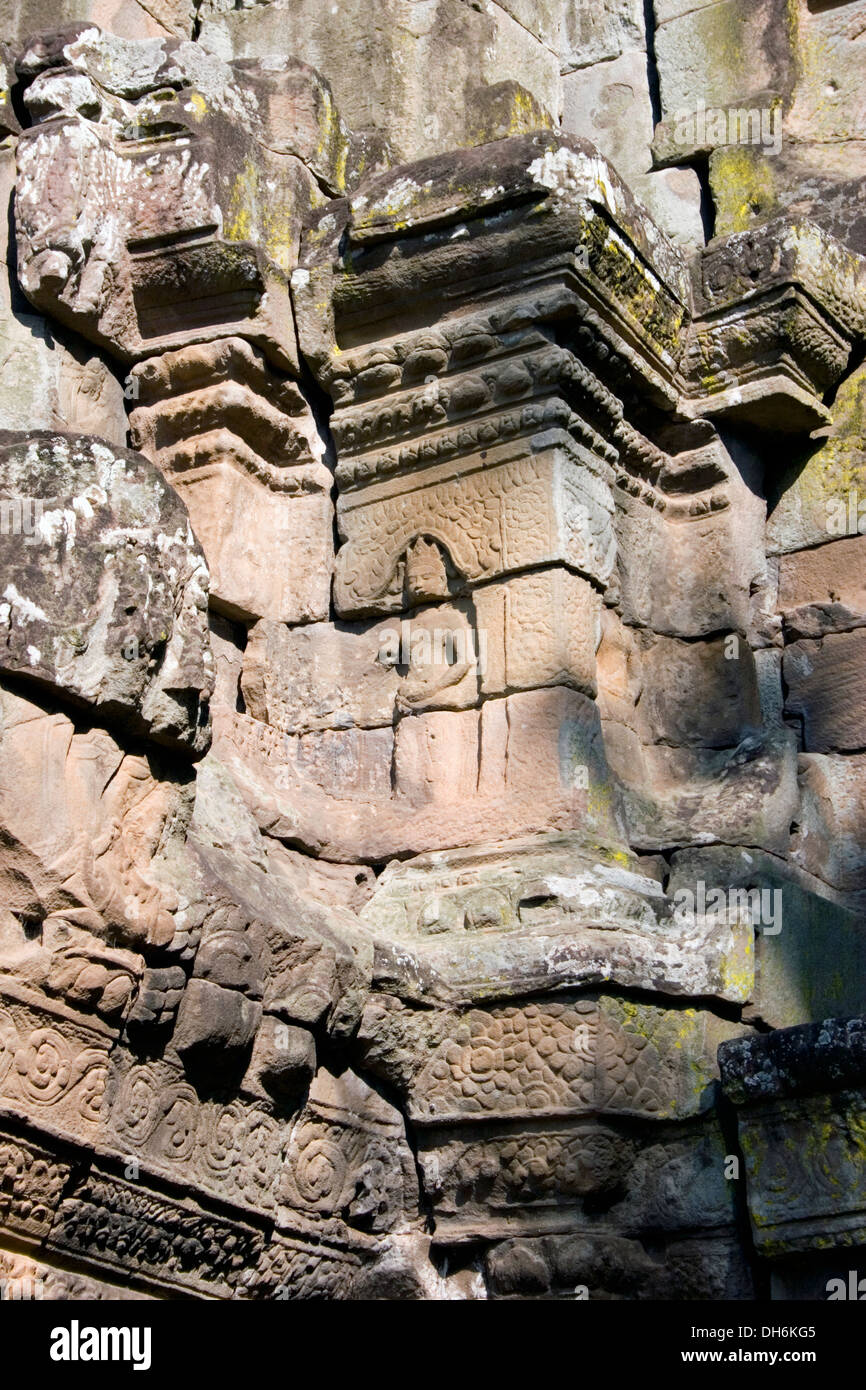 The sandstone construction of an ancient Buddhist temple is on display ...