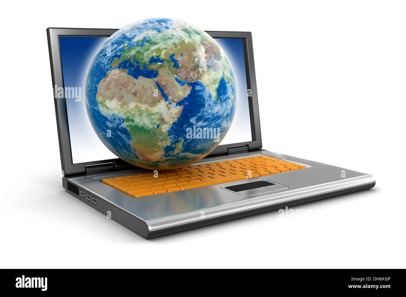 Laptop and Globe (clipping path included Stock Photo - Alamy