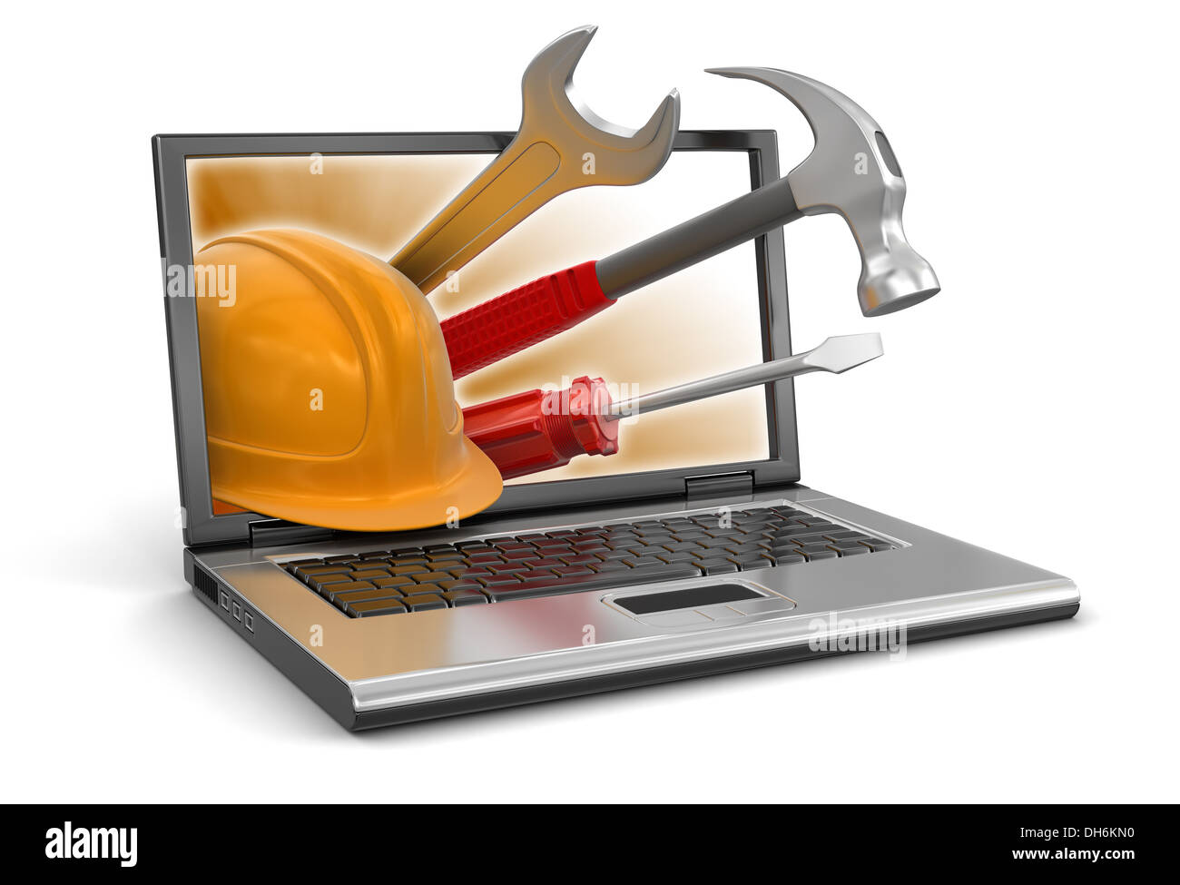 Laptop and tools (clipping path included Stock Photo - Alamy